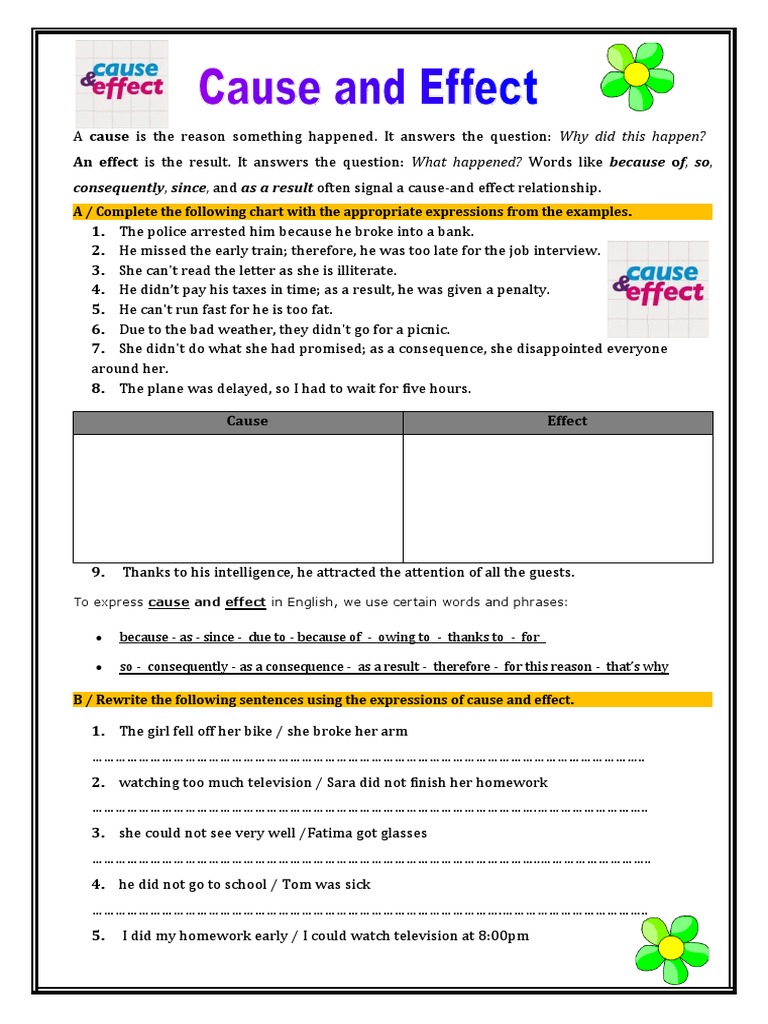 Understanding Cause and Effect Relationships | PDF | Language Arts ...