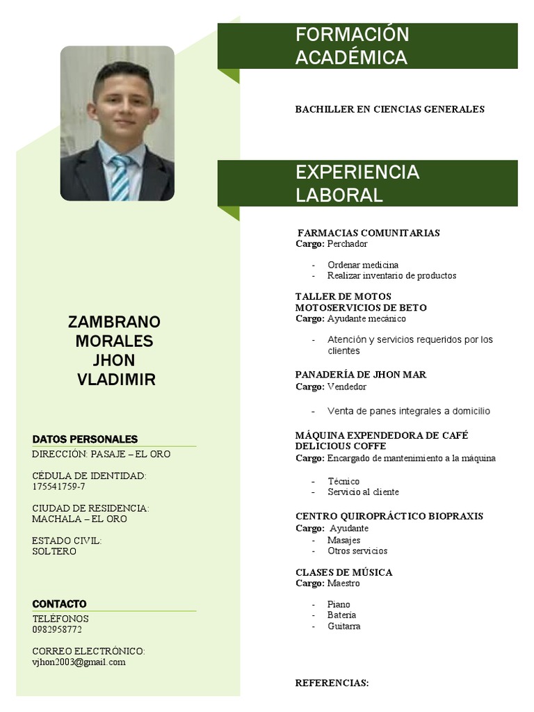 Curriculum Vitae Jhon Zambrano | PDF