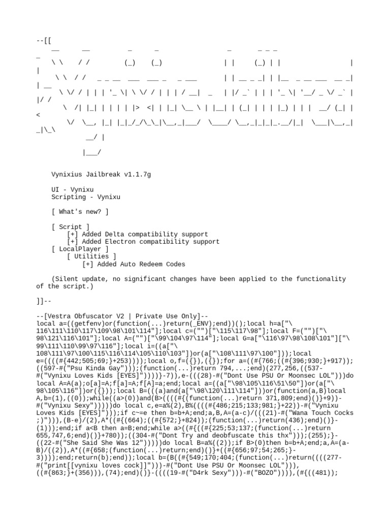 Jailbreak Vynixius Gui - March 2022 | PDF | Computers