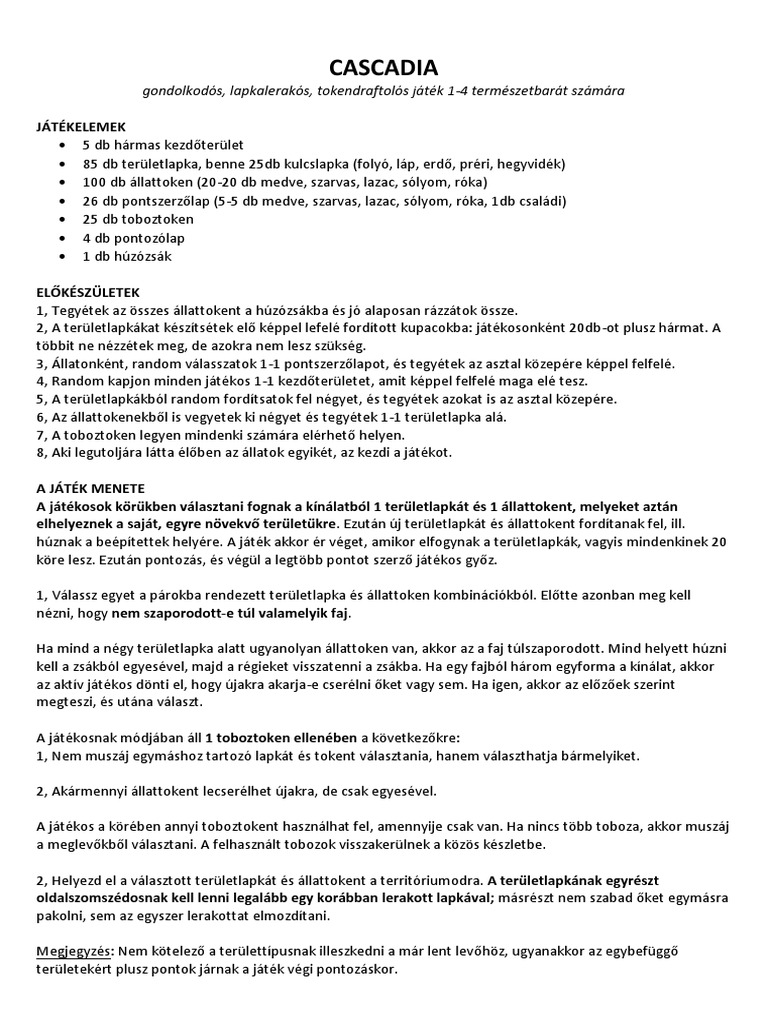 Cascadia Jatekszabaly | PDF