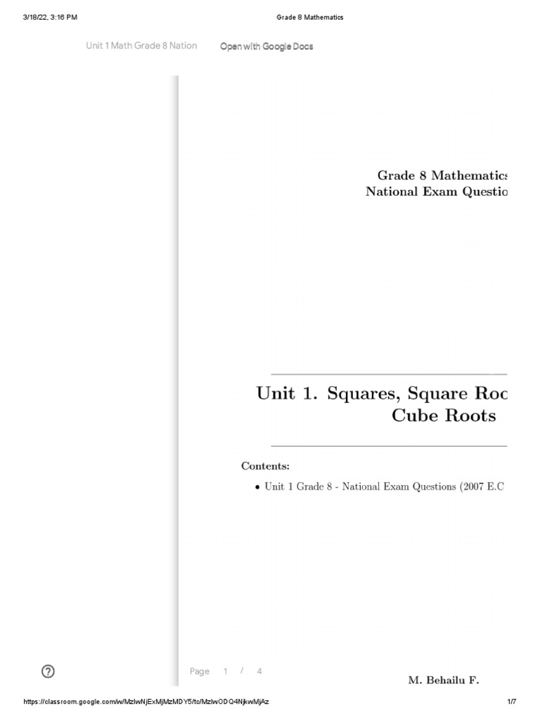 Grade 8 Mathematics National Exam | PDF | Mathematics