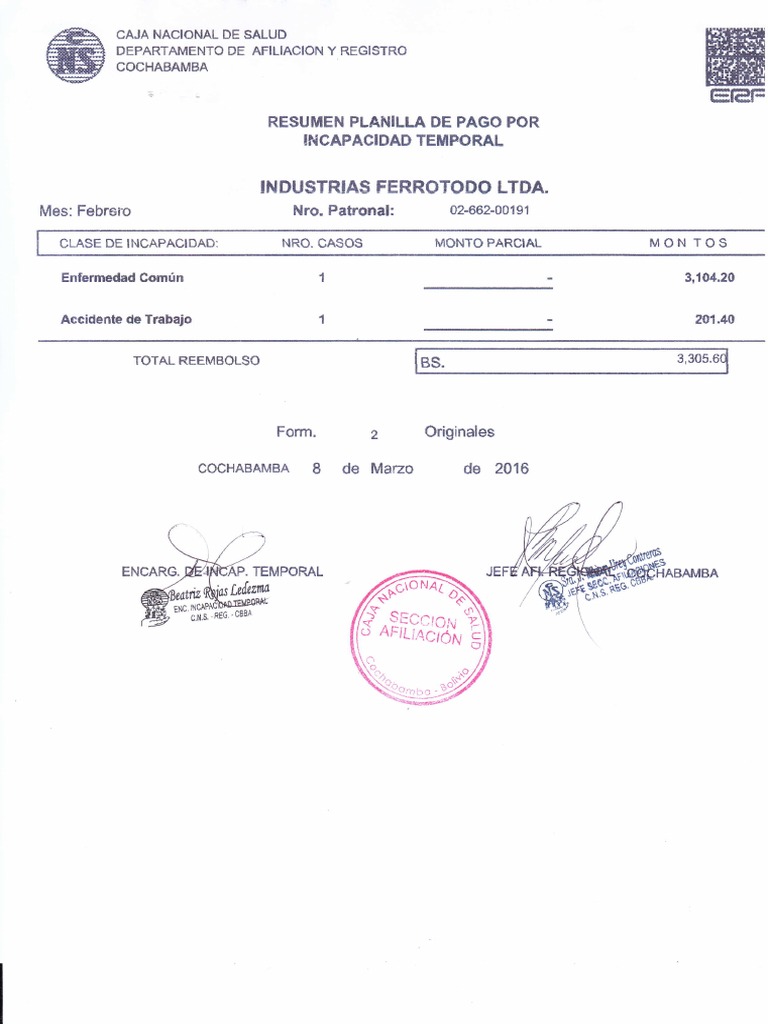 Modelo de Presentar La Novedad CNS Planilla Incapacidad Temporal | PDF