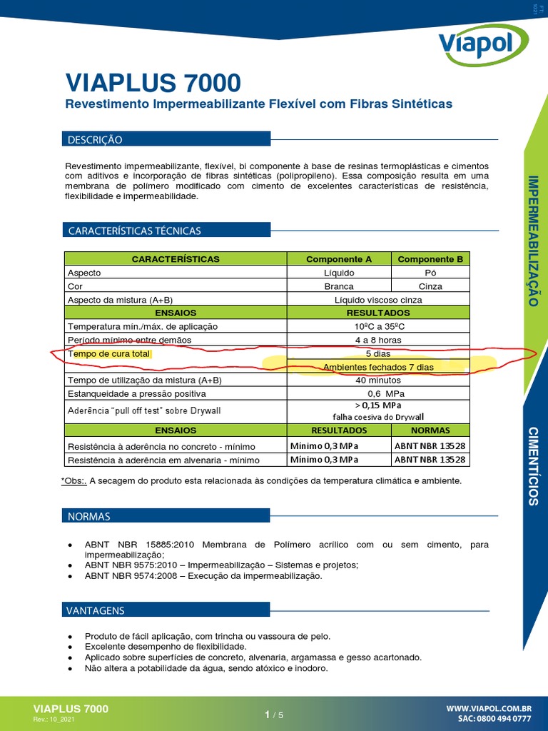 ft-viaplus-7000-29-10-2021 | PDF | Argamassa (alvenaria) | Drywall