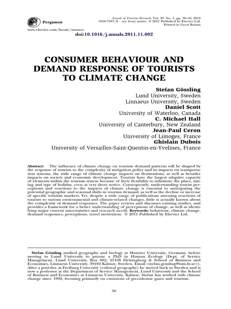 Gössling Et Al. - 2012 - Consumer Behaviour and Demand Response of ...