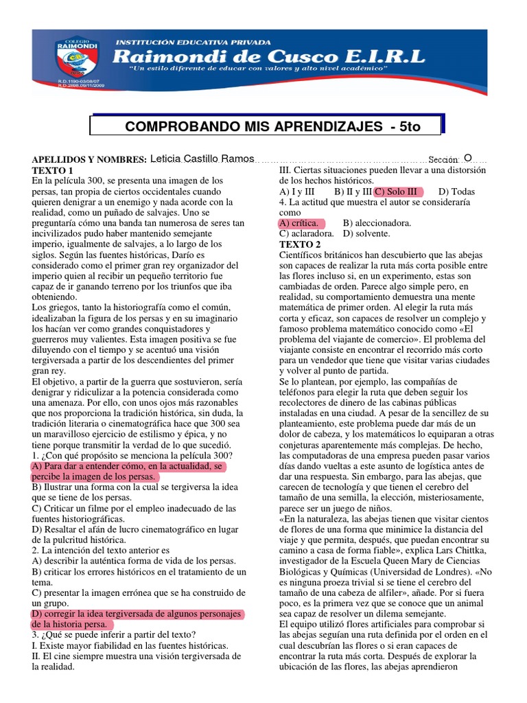 Comprobando Mis Aprendizajes 5to | PDF | Malta | Esclavitud