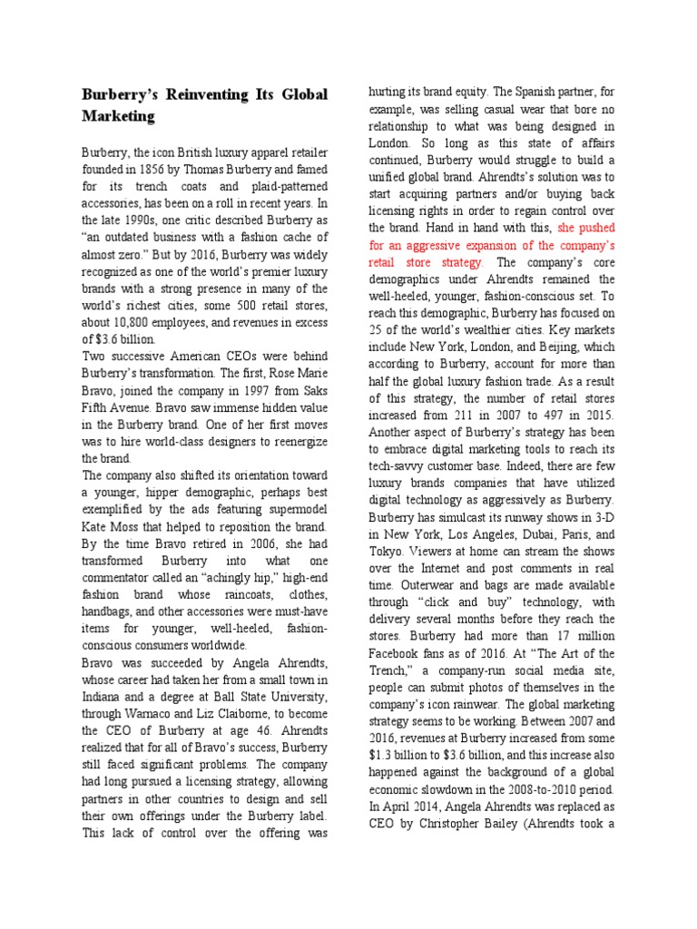CASE Burberry's Reinventing Its Global Marketing An and Marketing | PDF ... CASE Burberry's Reinventing Its Global Marketing An and Marketing | PDF ...