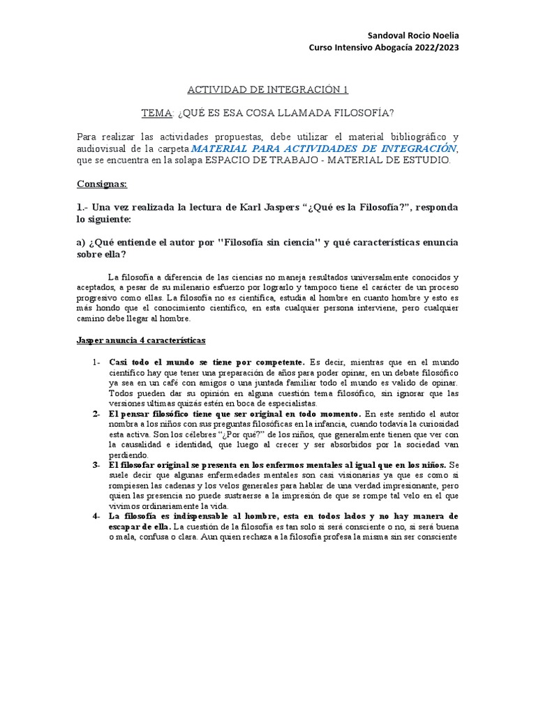 ACTIVIDAD DE INTEGRACIÓN 1 FILOSOFIA | PDF | Verdad | Conocimiento