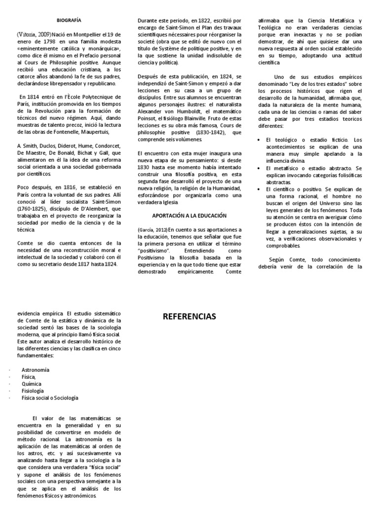Augusto Comte: Padre del Positivismo | PDF | Sociología | Positivismo