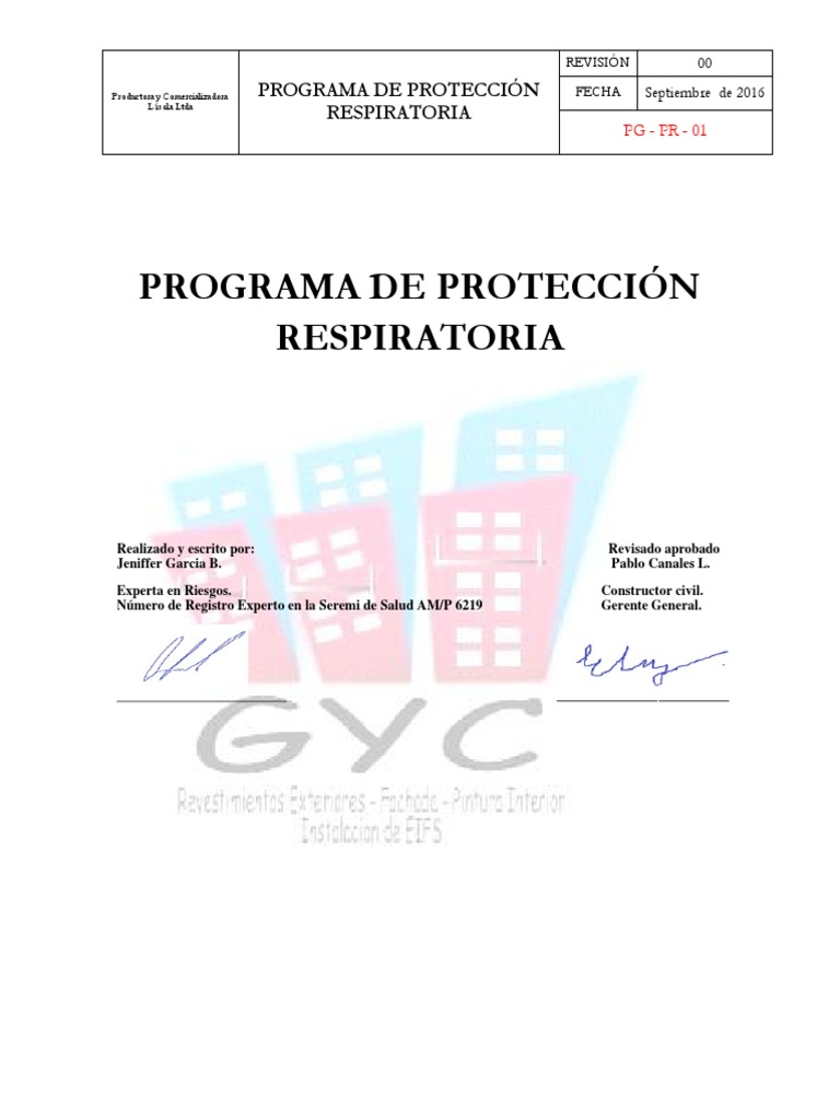 Programa de Proteccion Respiratoria | PDF | Contaminación | Toxicidad Programa de Proteccion Respiratoria | PDF | Contaminación | Toxicidad