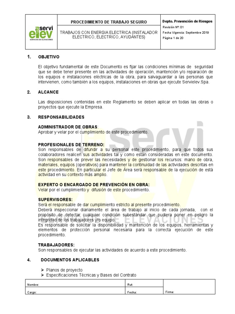 Pts Riesgo Electrico Pdf Ingenieria Eléctrica Cableado Eléctrico