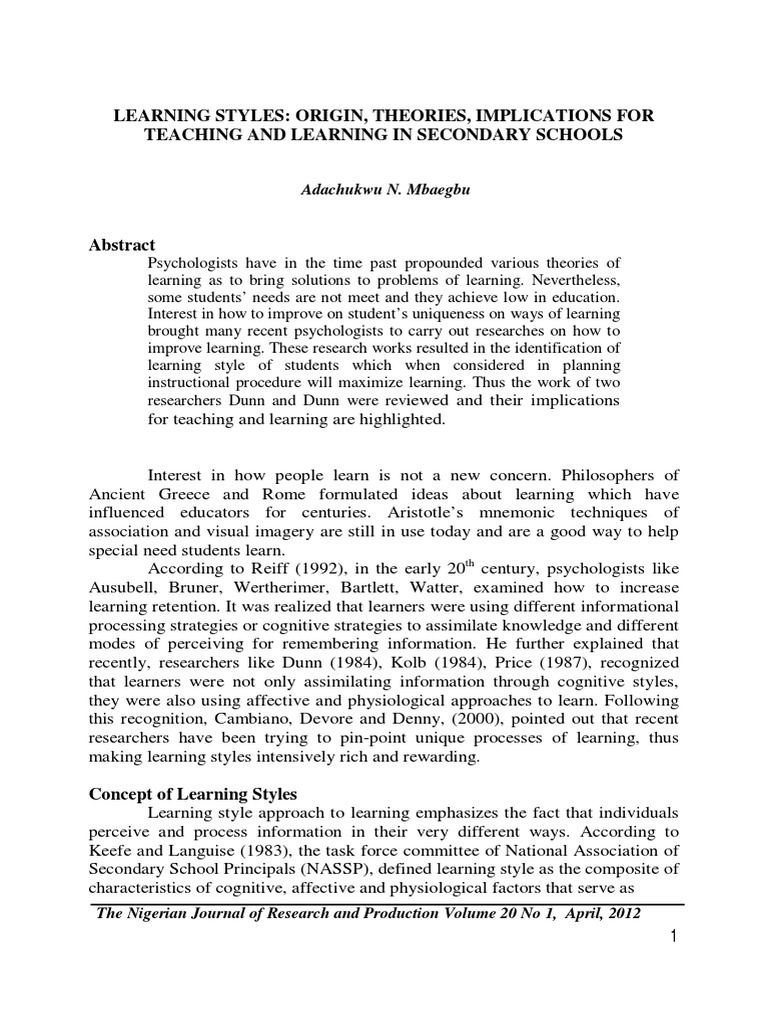 Learning Styles | PDF | Learning Styles | Learning