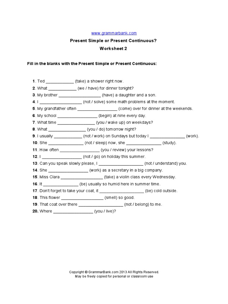 Present Simple Vs Present Continuous Worksheet2 Fusionado Comprimido ...