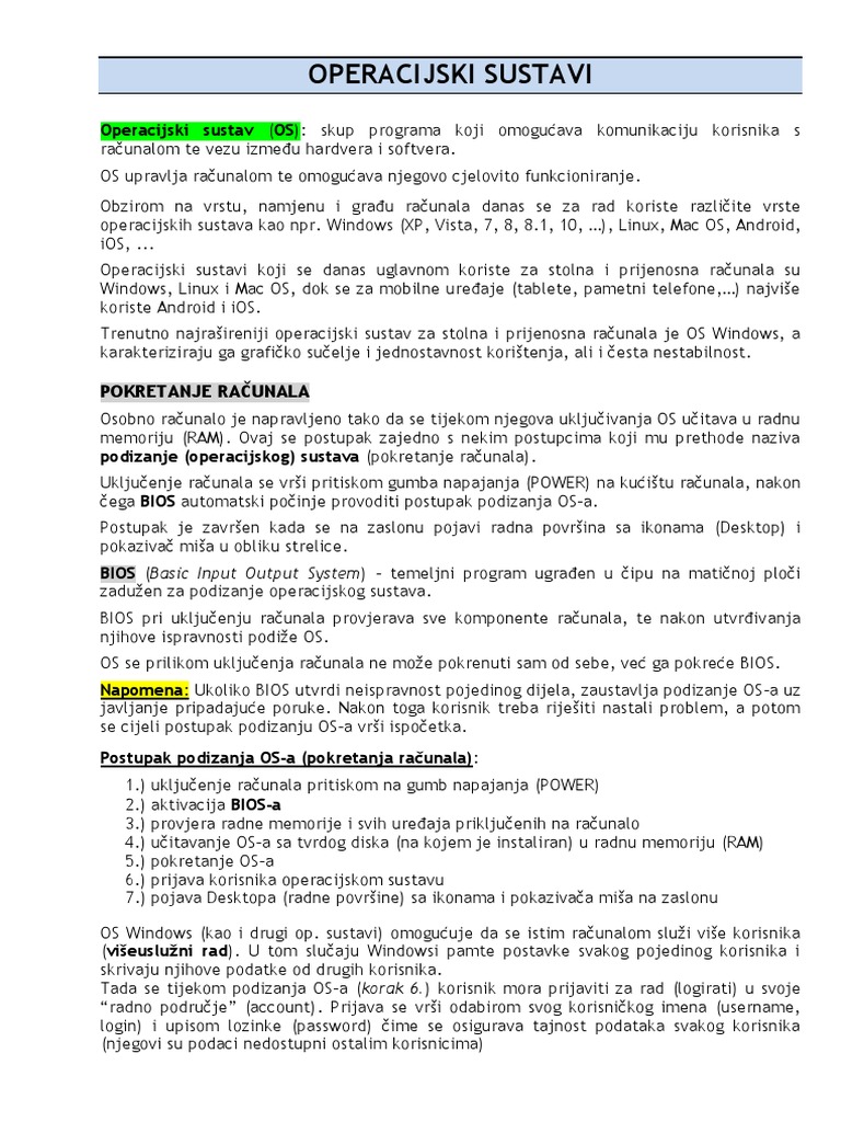 1-Operacijski Sustavi | PDF