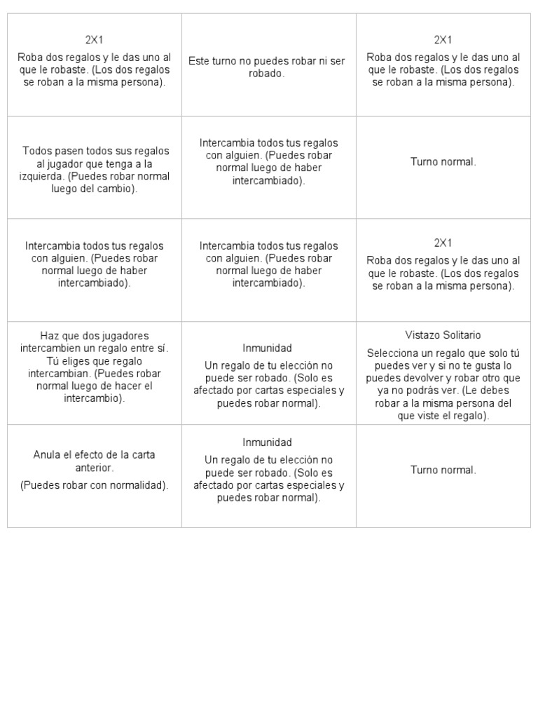 Reglas del Juego del Regalo Robado | PDF