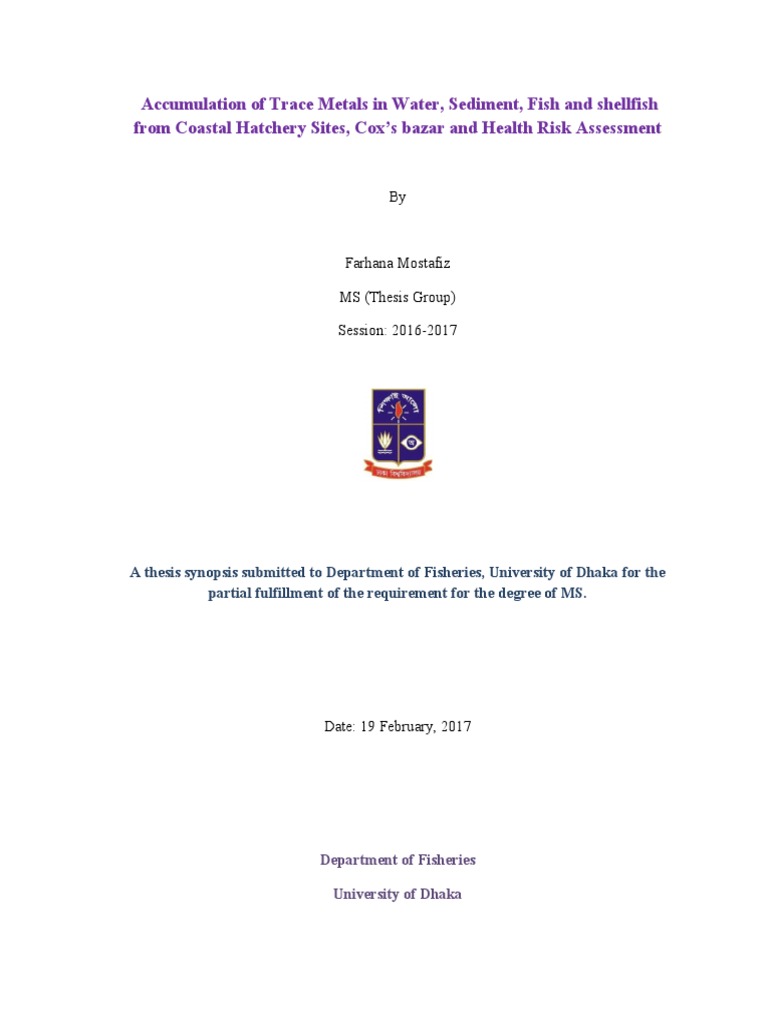 Thesis Synopsis - Farhana D3 Corrected | PDF | Atomic Absorption Spectroscopy | Water