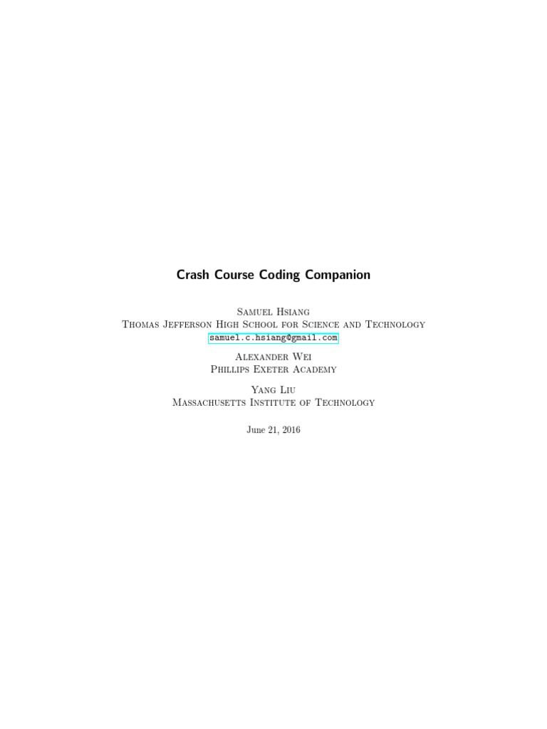 Crash Course Coding Companion Pdf Computational Complexity Theory Prime Number
