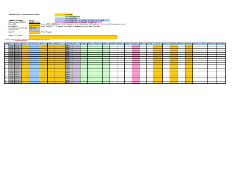 UFLOR General Journal Entry Template | PDF | Computing