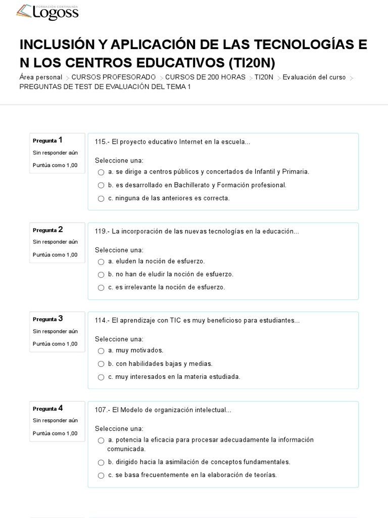 Preguntas de Test de Evaluación Del Tema 1 | PDF | Tecnología de ...
