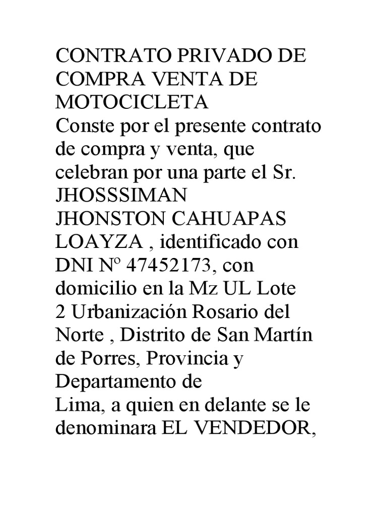 Modelo de Compra y Venta | PDF | Derecho empresarial | Derecho civil ...