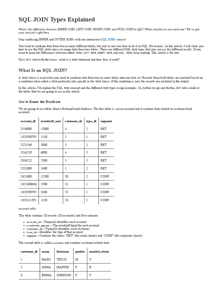 Sql Join Types Explained Pdf Data Management Software Engineering