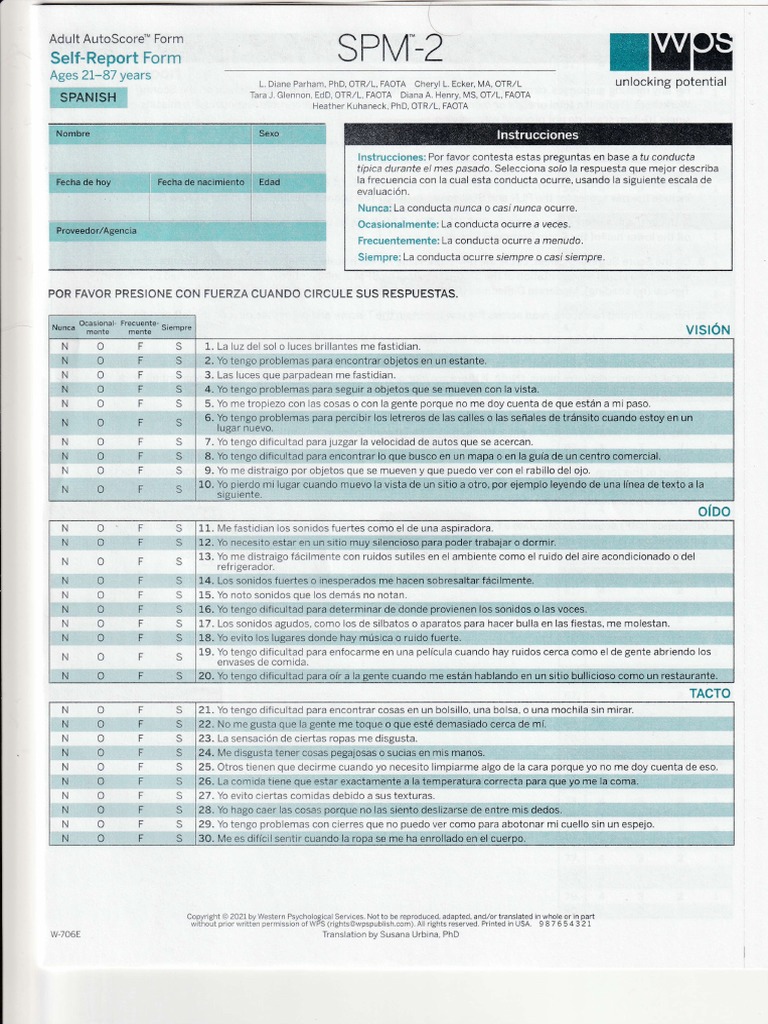 Adulto Autoinforme 21-87 Años | PDF