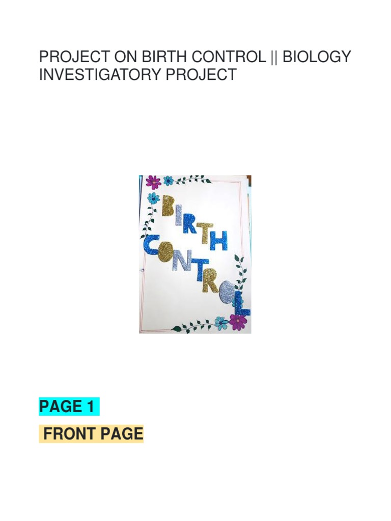 BIO PROJECT ON BIRTH CONTROL METHODS | PDF | Birth Control | Combined ...