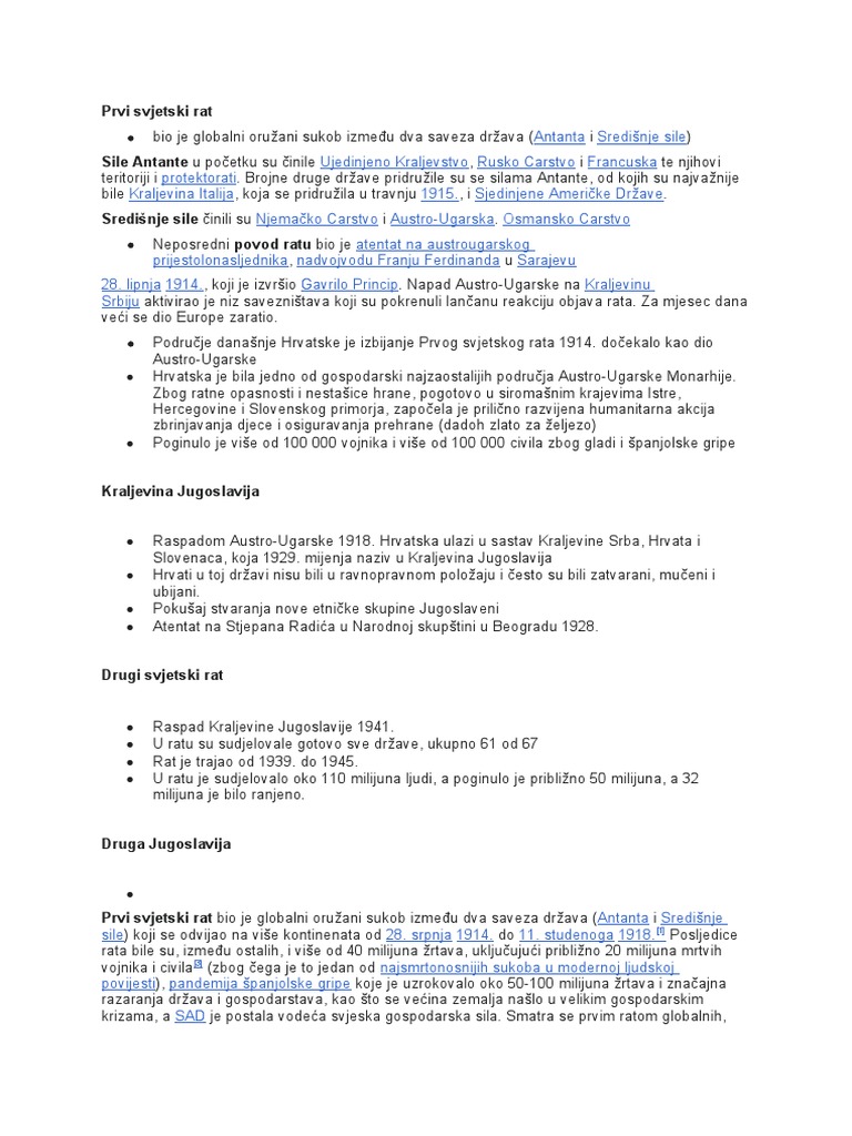 Prvi Svjetski Rat | PDF