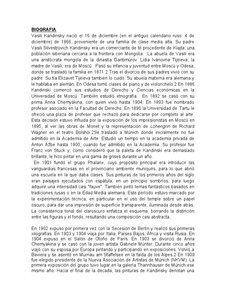 BIOGRAFIA | PDF | Wassily Kandinsky
