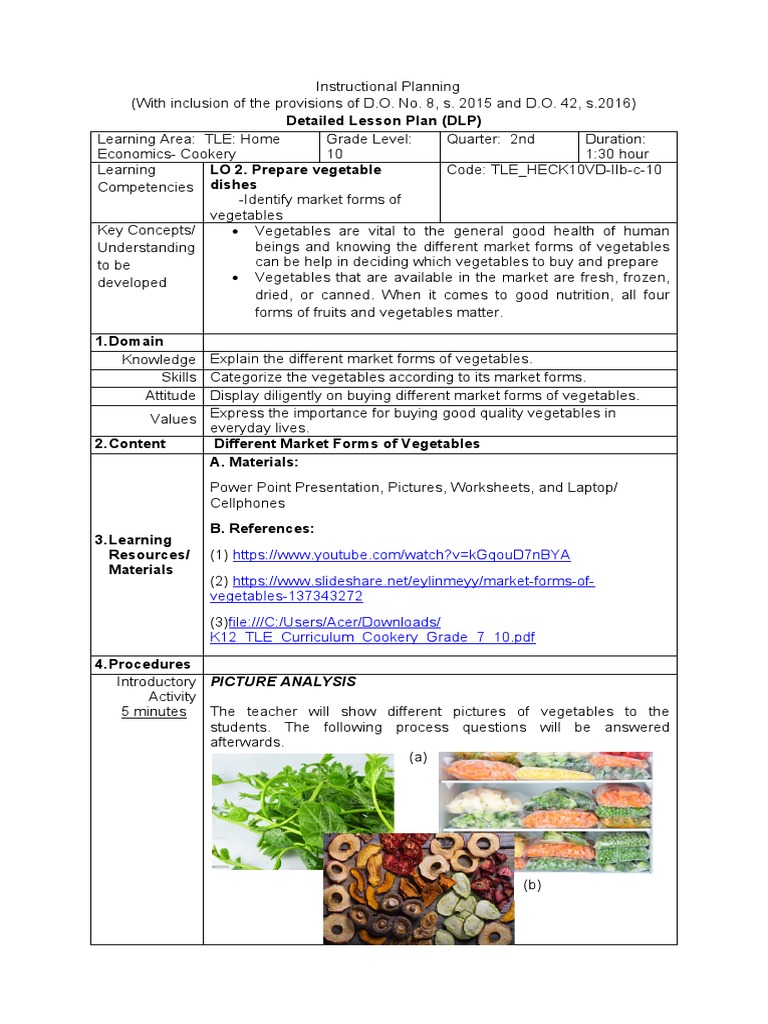Detailed Lesson Plan Final | PDF | Vegetables | Learning
