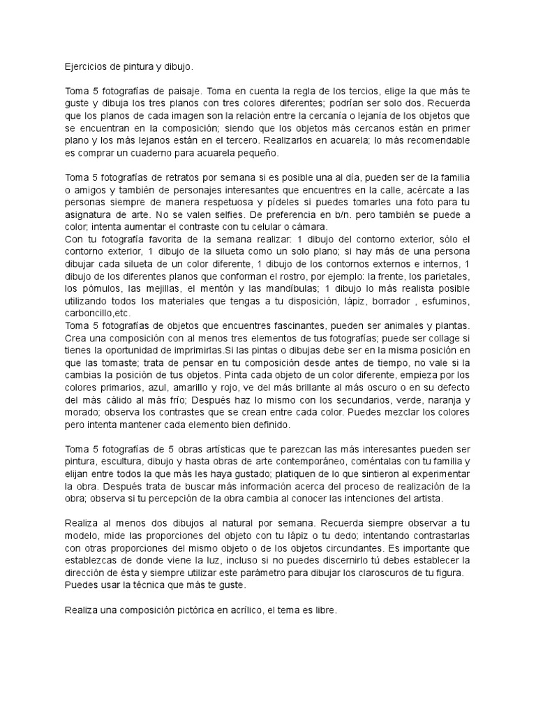 Ejercicios De Pintura Y Dibujo Pdf Color Dibujo