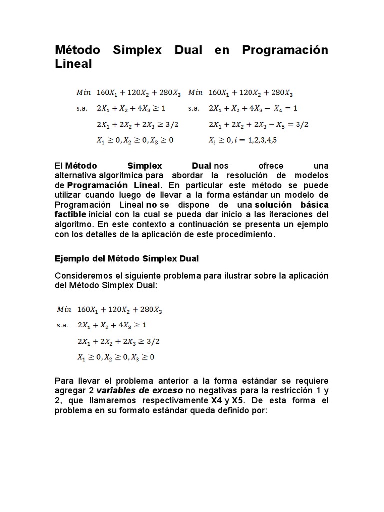 Metodo Simplex de 2 Fases en Programacion Lineal | PDF | Programación lineal | Matemáticas