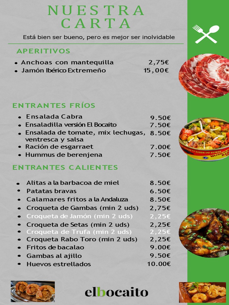 NUESTRA CARTA v22 | PDF | Comida regional y étnica | Cocina occidental
