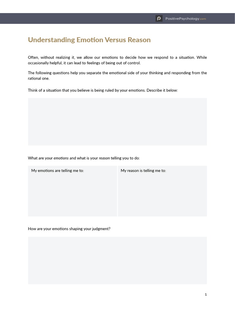 Understanding Emotion Versus Reason | PDF
