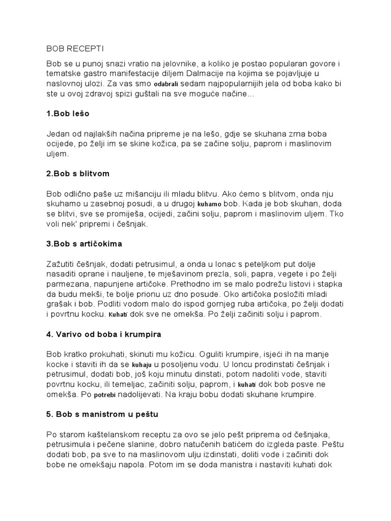 Bob Recepti | PDF