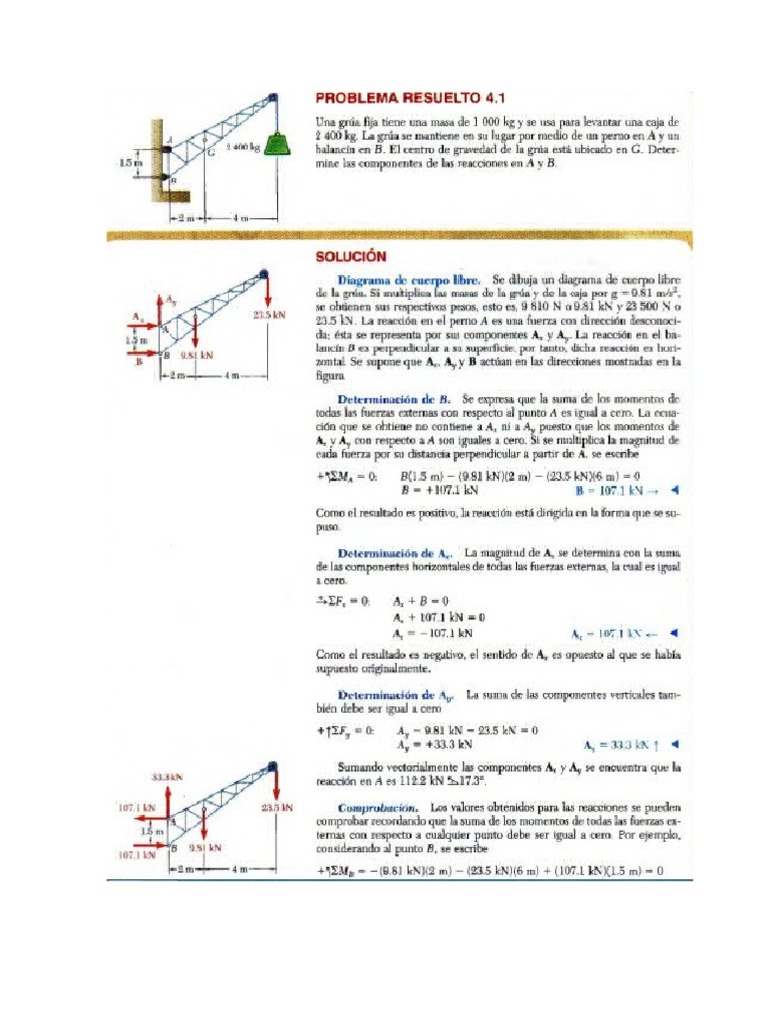 Ejemplos Estatica - Equilibrio de Cuerpos Rigidos | PDF
