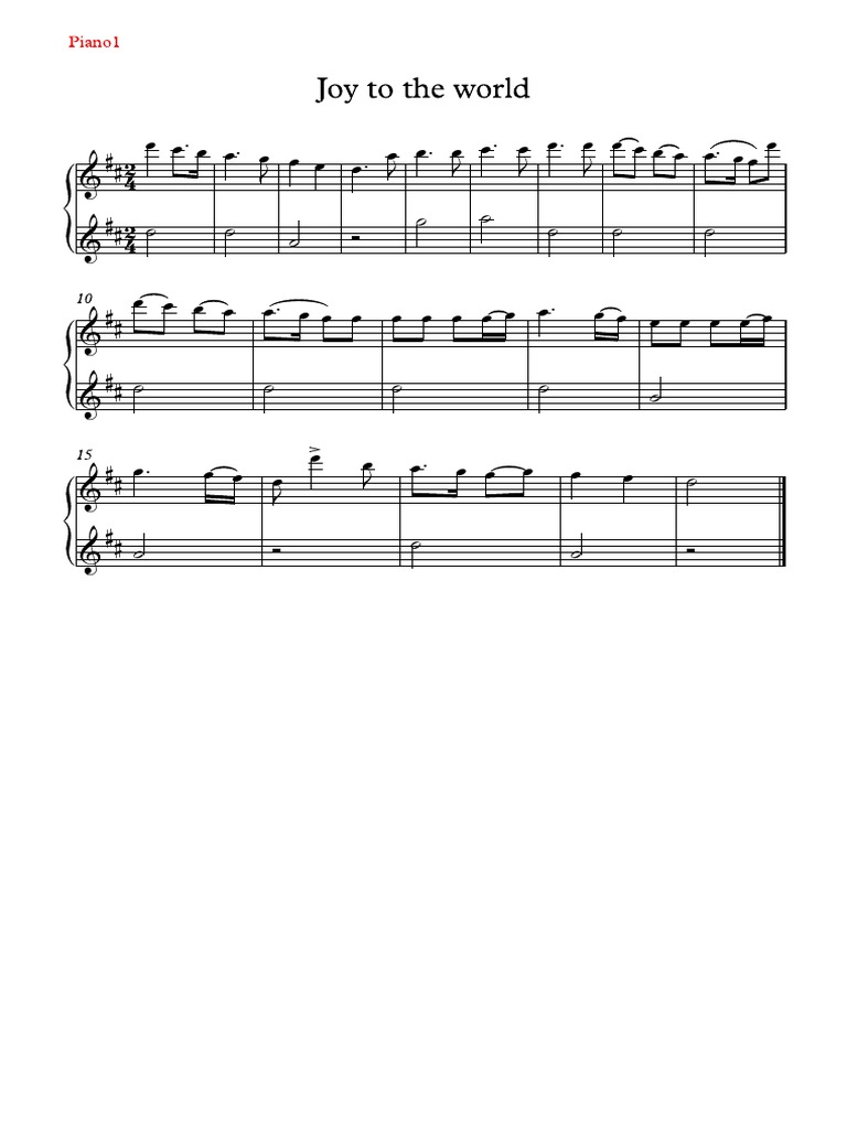 Joy To The World - Piano 1 | PDF