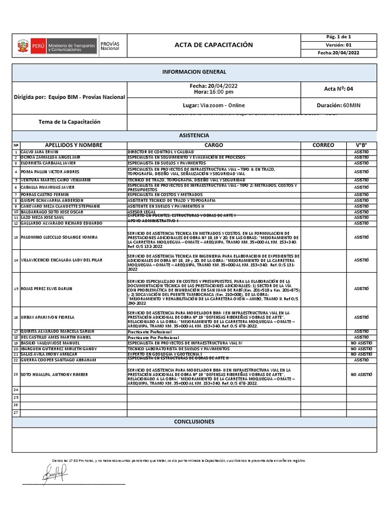 Acta 4 de Capacitaciones Internas DCC | PDF | Ingeniería