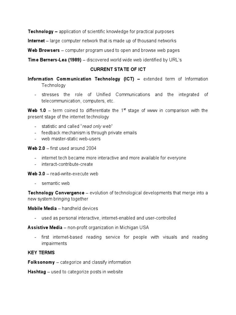 Emtech Reviewer | PDF | World Wide Web | Internet & Web