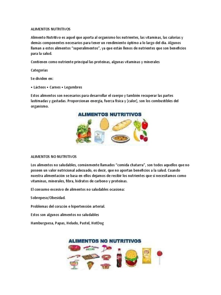 Alimentos Nutritivos | PDF