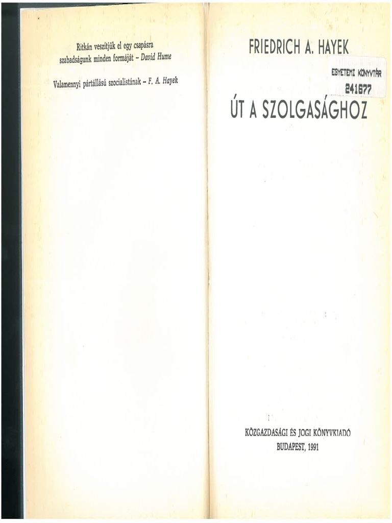 Hayek Ut A Szolgasaghoz 1-2 Fej | PDF