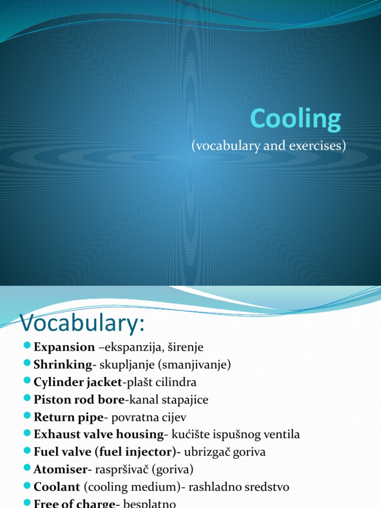 Cooling Vocabulary and Exercises Guide | PDF | Technology & Engineering