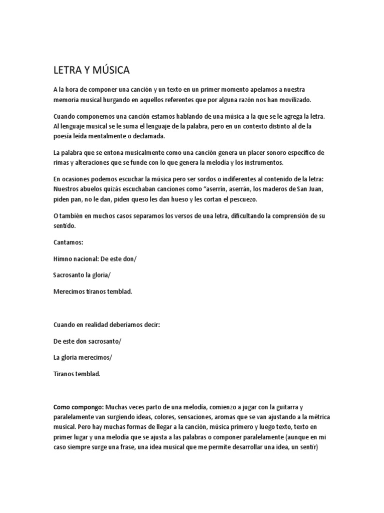 Sobre Composición Musical (Letra y Música) | PDF | Canciones | Letra