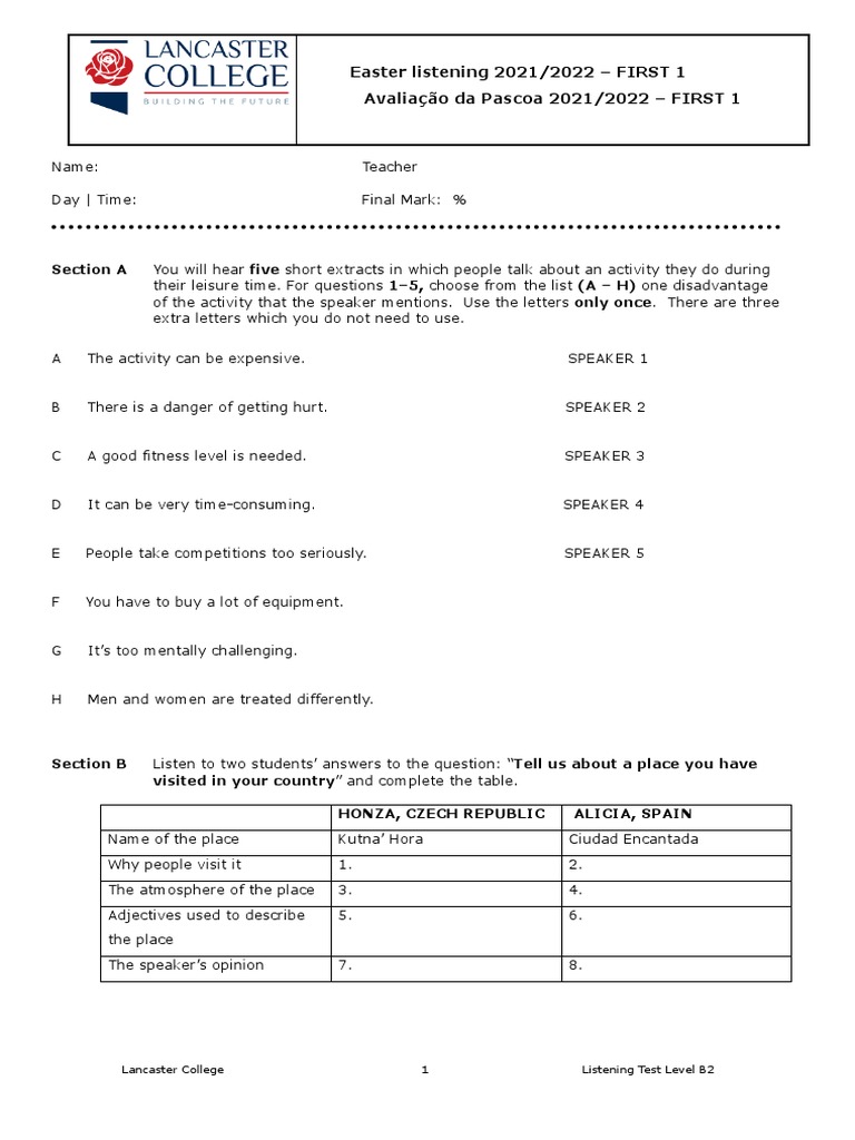 FIRST 1 - Open World B2 - Documentos Google | PDF