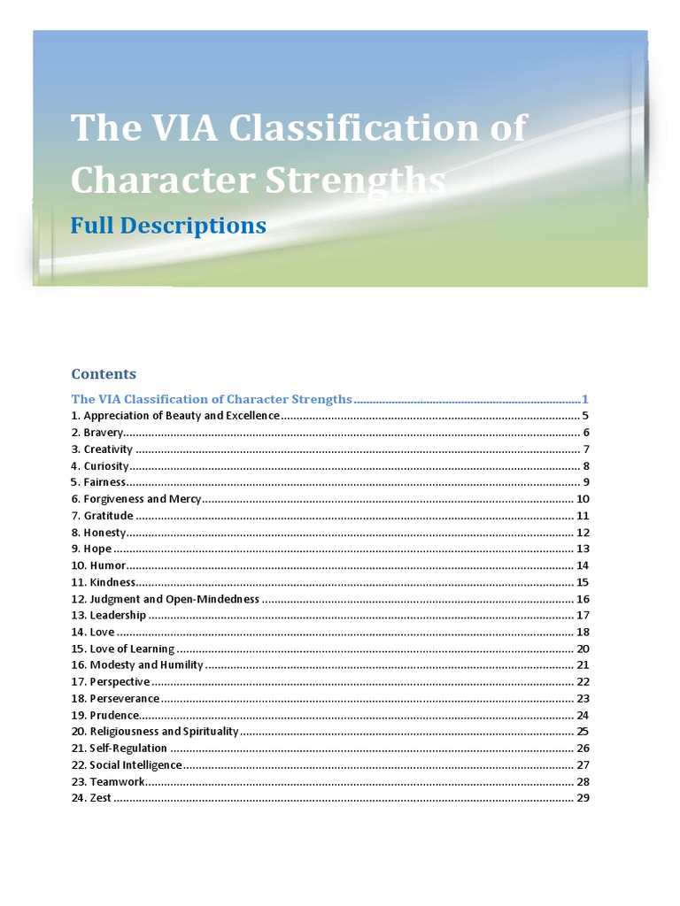 Via Inventory of Strengths | PDF | Forgiveness | Courage