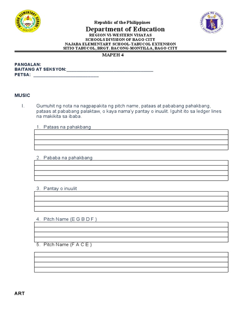 ST - Mapeh 4 - Q2 | PDF