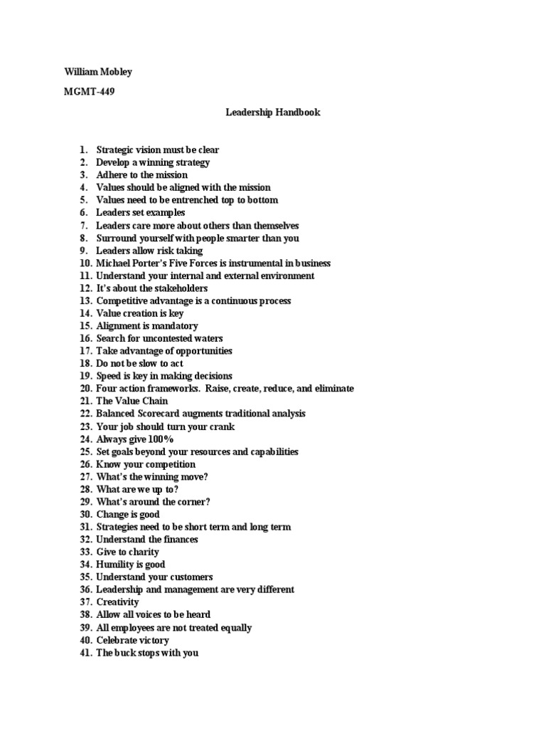 Leadership Handbook | PDF