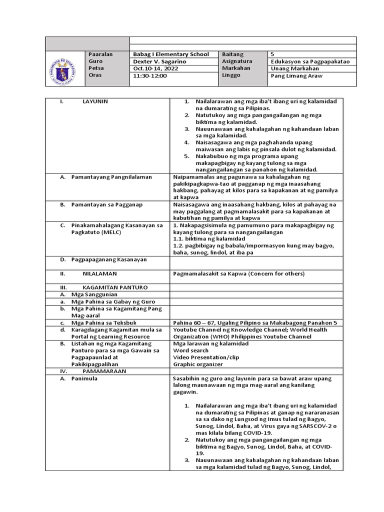 Esp - G5 - Q2 - Week 1 | PDF