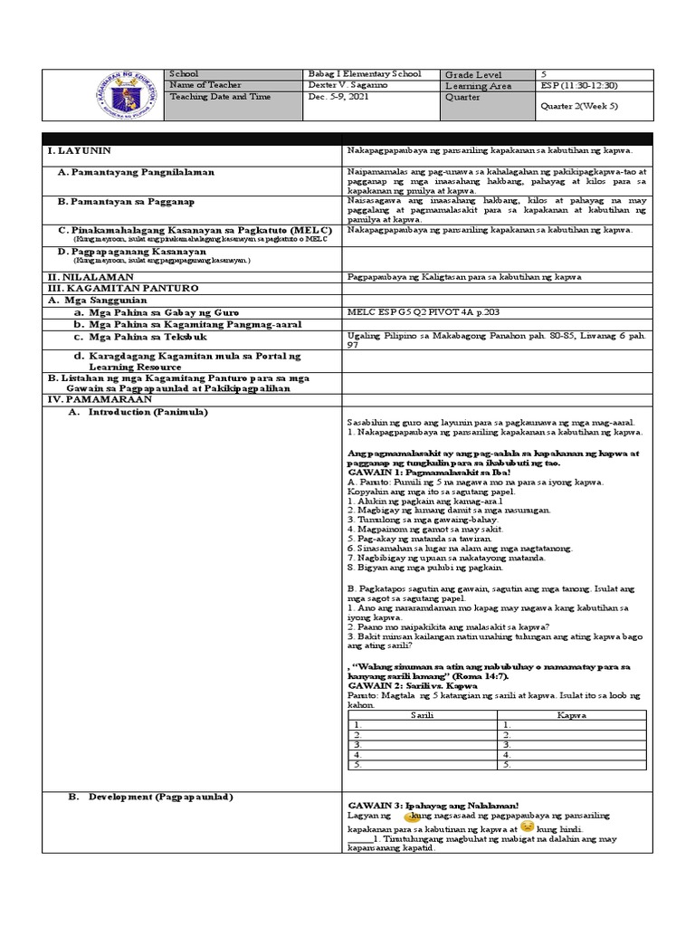 Esp - G5 - Q2 - Week 5 | PDF