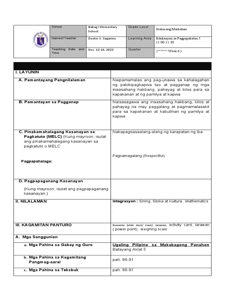 Esp - G5 - Q2 - Week 6 | PDF