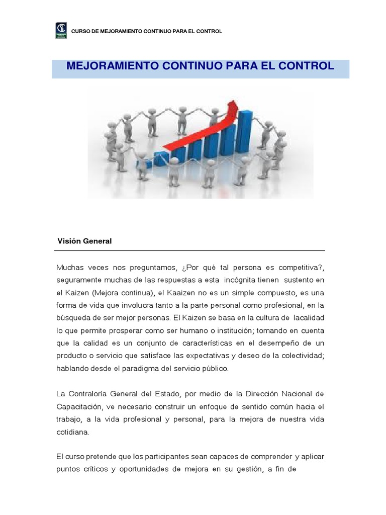 Manual Del Participante Mejoramiento Continuo para El Control | PDF | Calidad (comercial ...